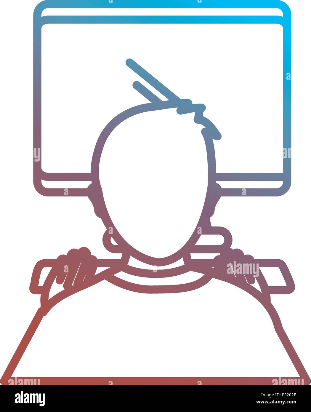 user with computer desktop vector illustration design Stock Vector ...