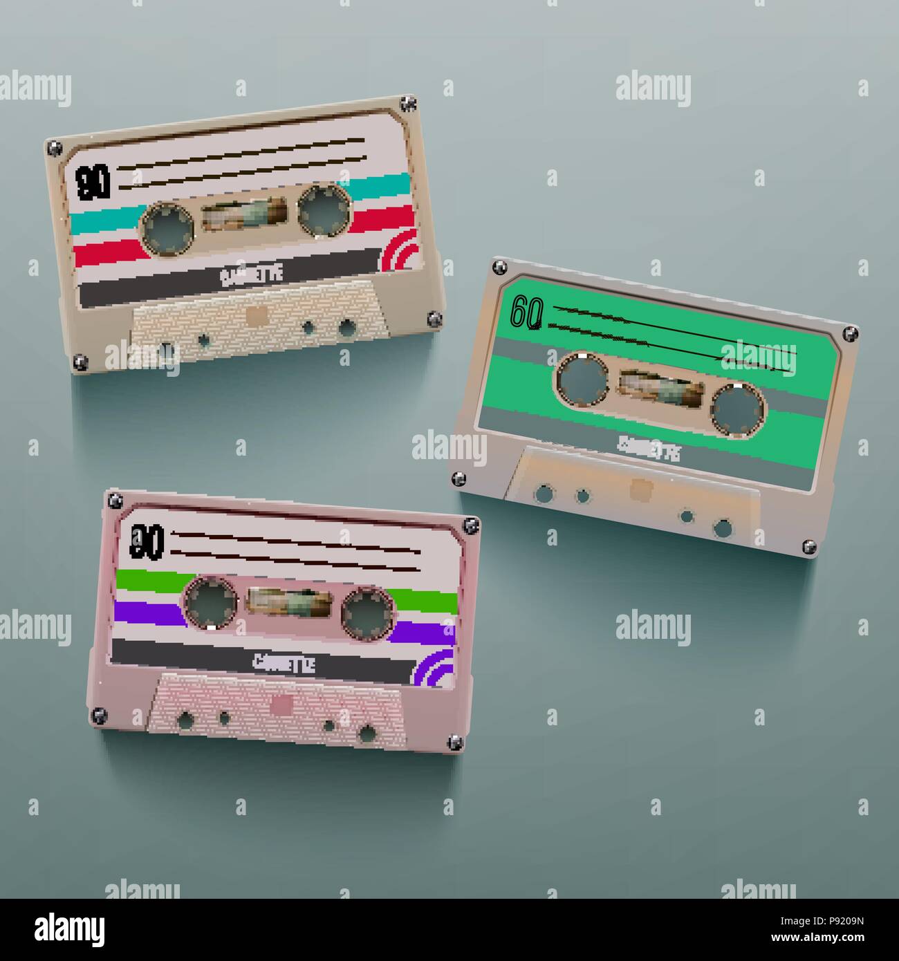 Realistic set cassette isolated on grey background EPS10 Stock Vector ...