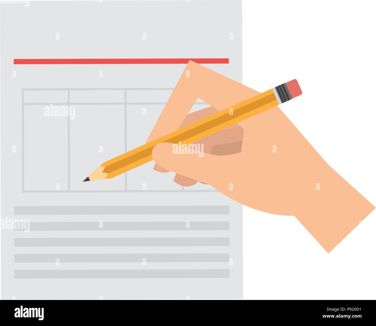 hand writing with pencil in documents vector illustration design Stock ...