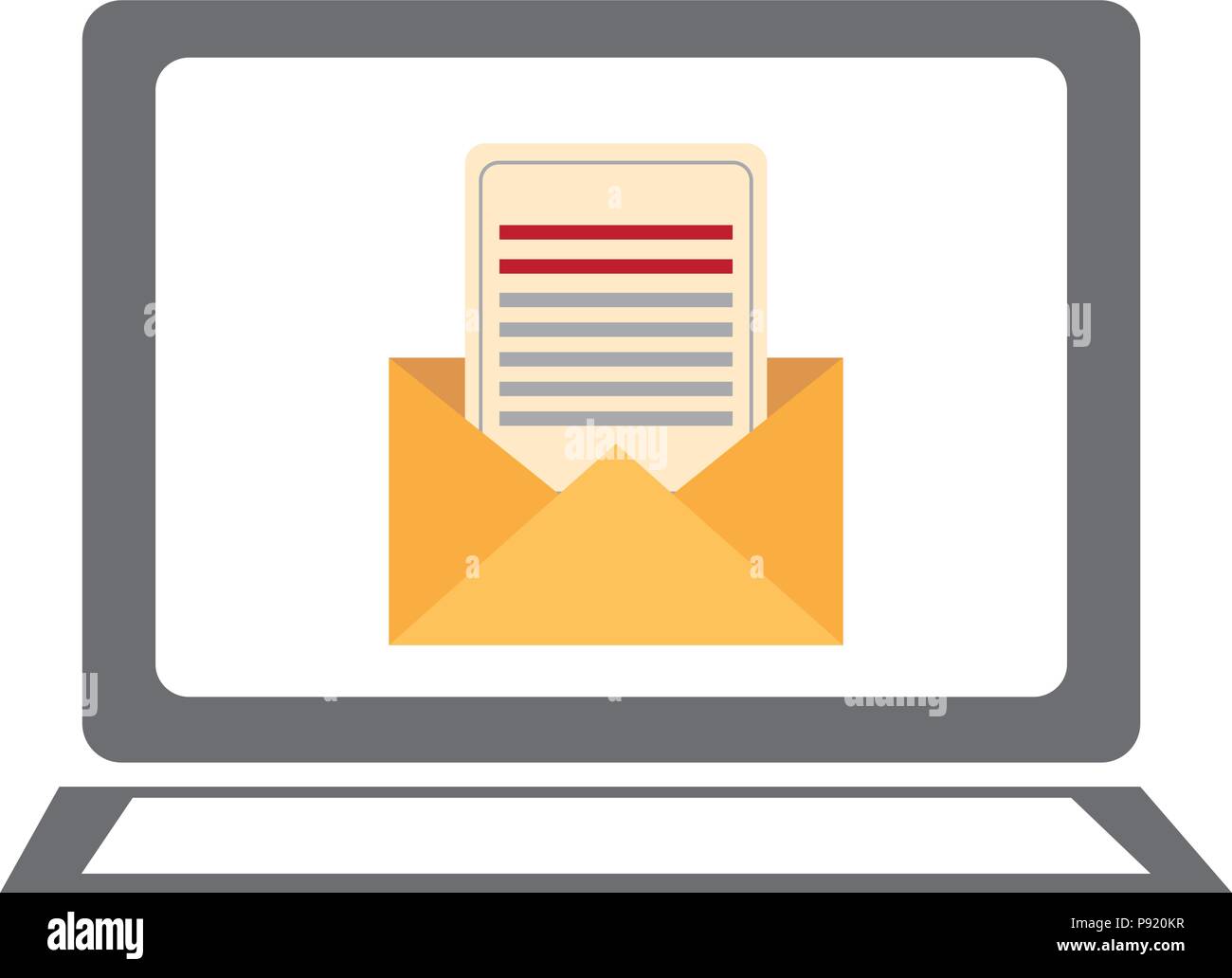 laptop computer with envelope vector illustration design Stock Vector ...