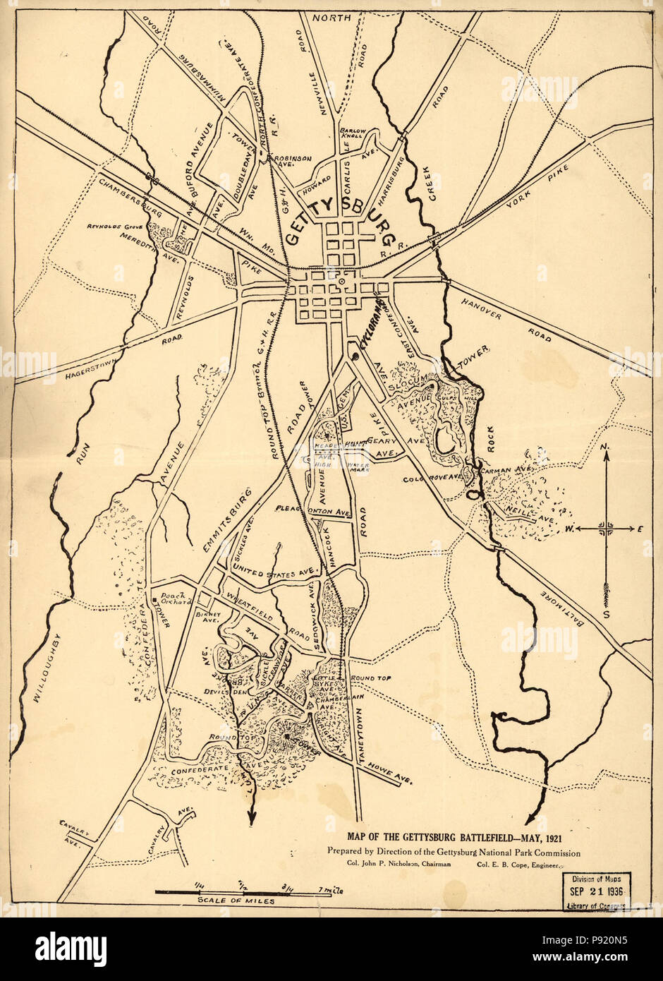 . 410 Map of the Gettysburg battlefield LOC 2003627082 Stock Photo - Alamy