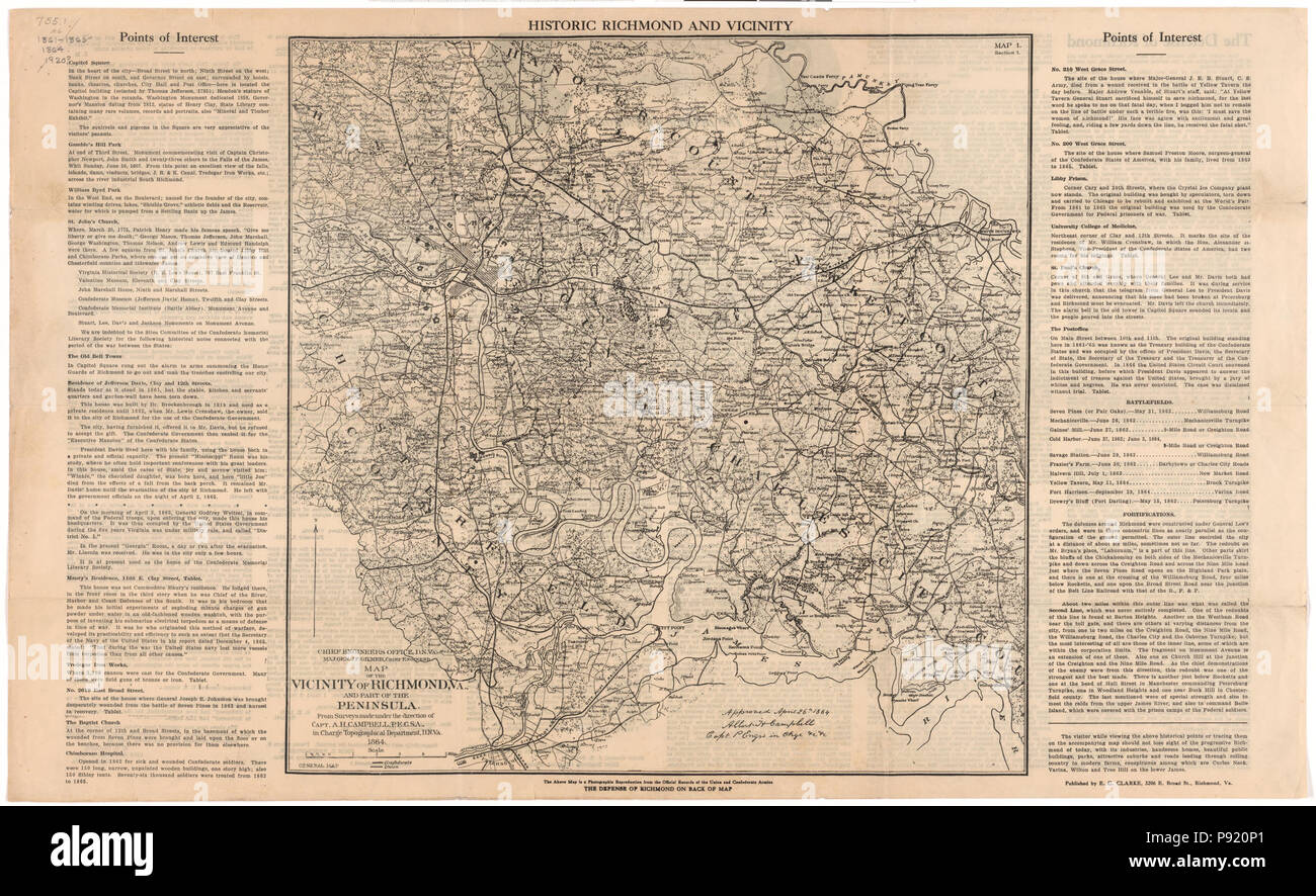 . 410 Map of the vicinity of Richmond, Va. and part of the Peninsula ...