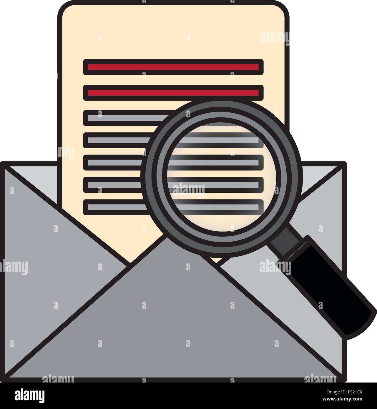 envelope mail with magnifying glass vector illustration design Stock ...