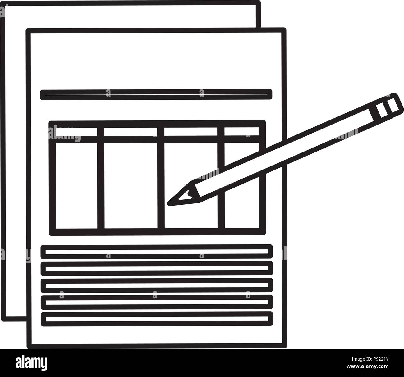 hand writing with pencil in documents vector illustration design Stock ...