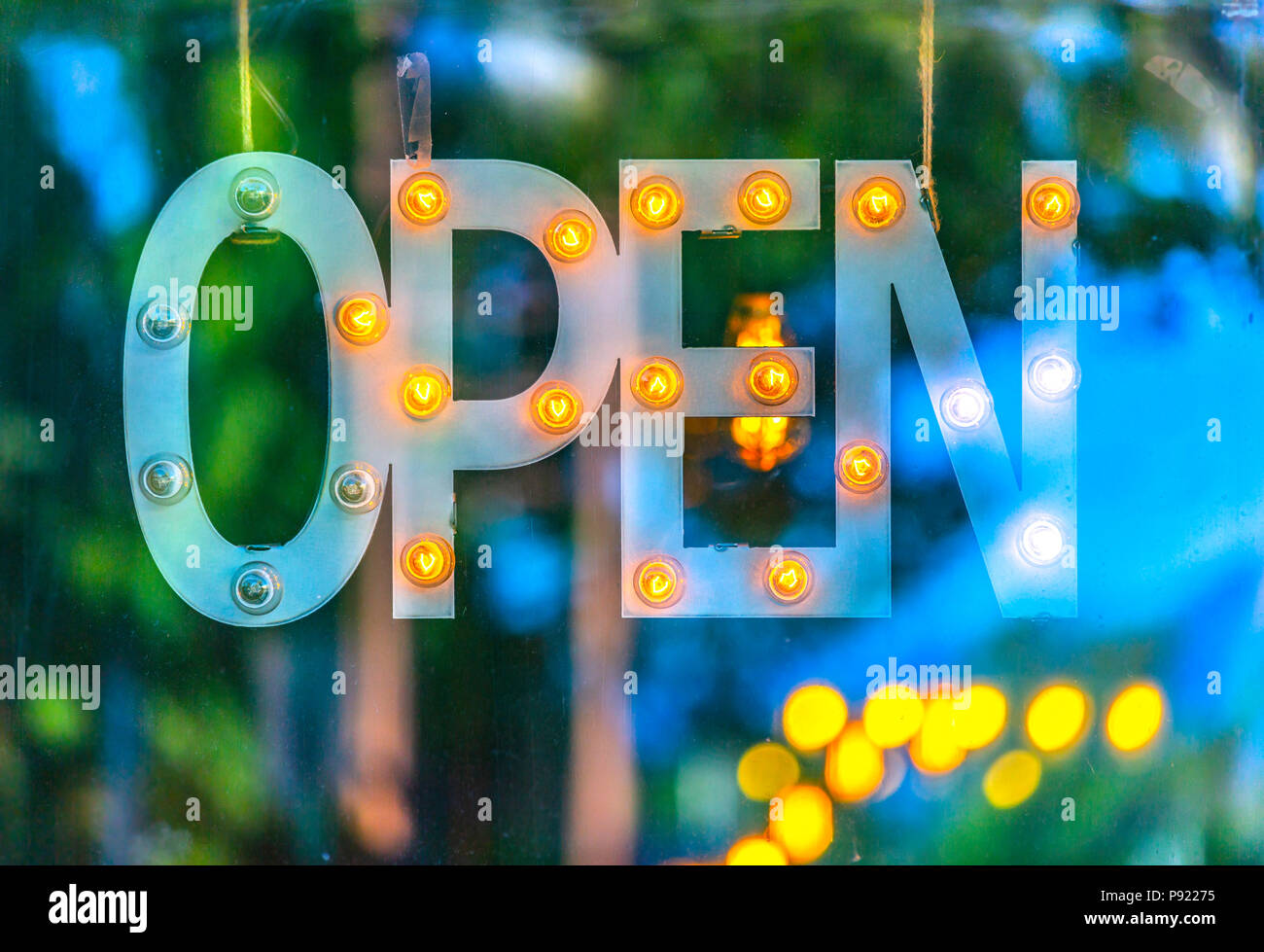 Blue color light sign hi-res stock photography and images - Alamy