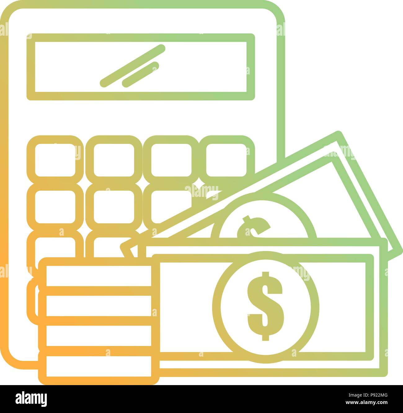 calculator math with coins and bills Stock Vector Image & Art - Alamy