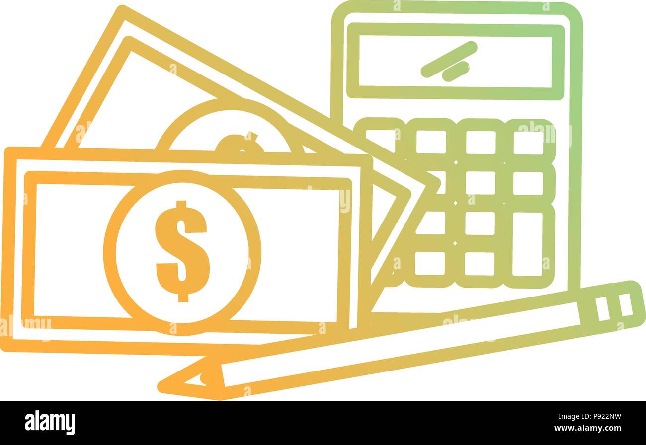 calculator math with bills and pencil Stock Vector Image & Art - Alamy