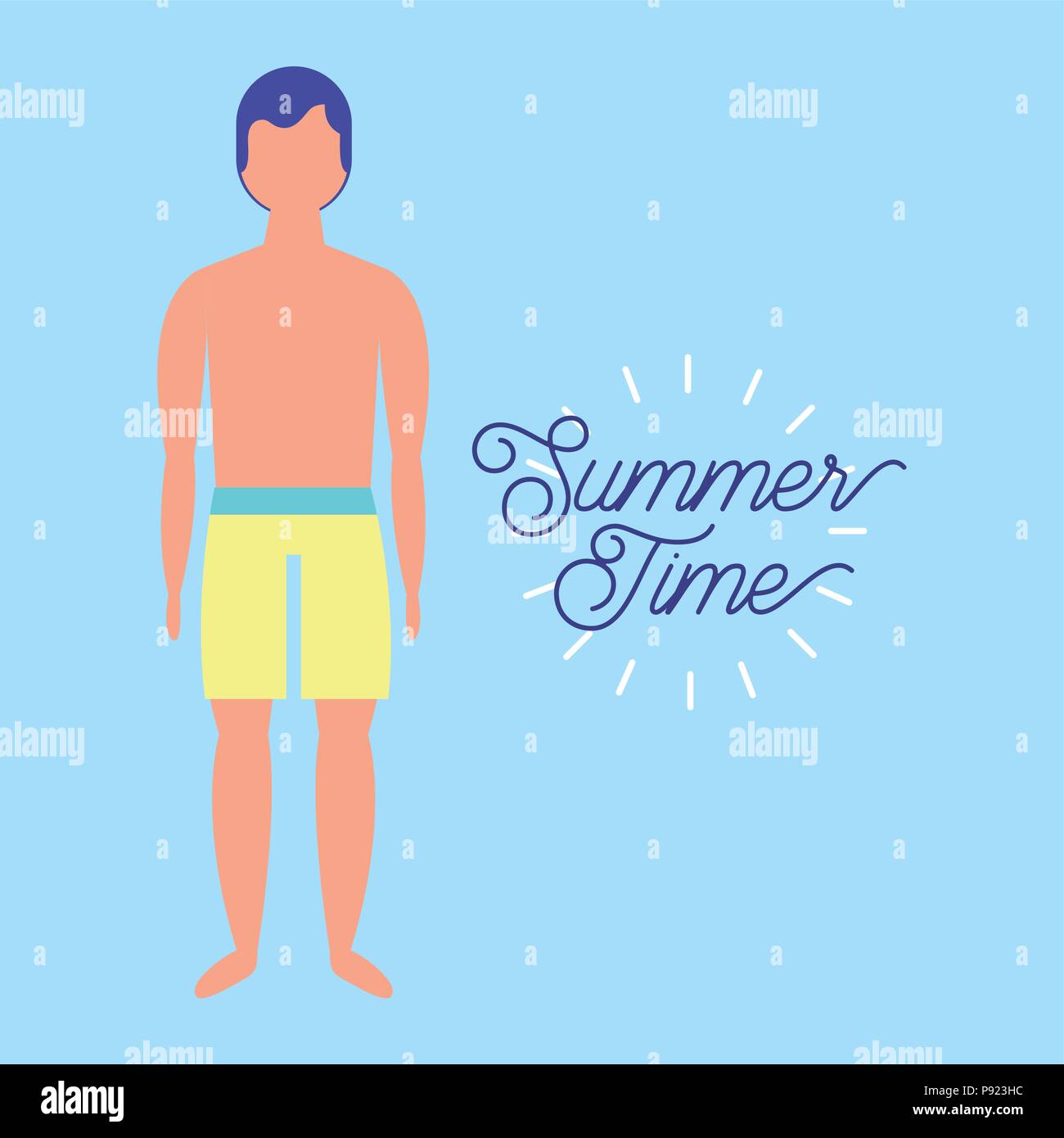 summer time vacation boy with shorts standing vector illustration Stock ...