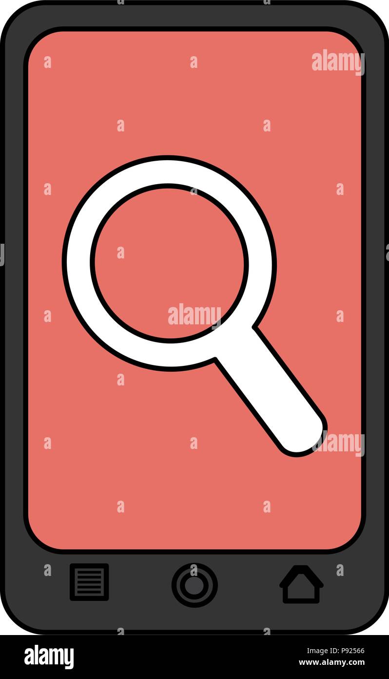 smartphone device with magnifying glass Stock Vector Image & Art - Alamy