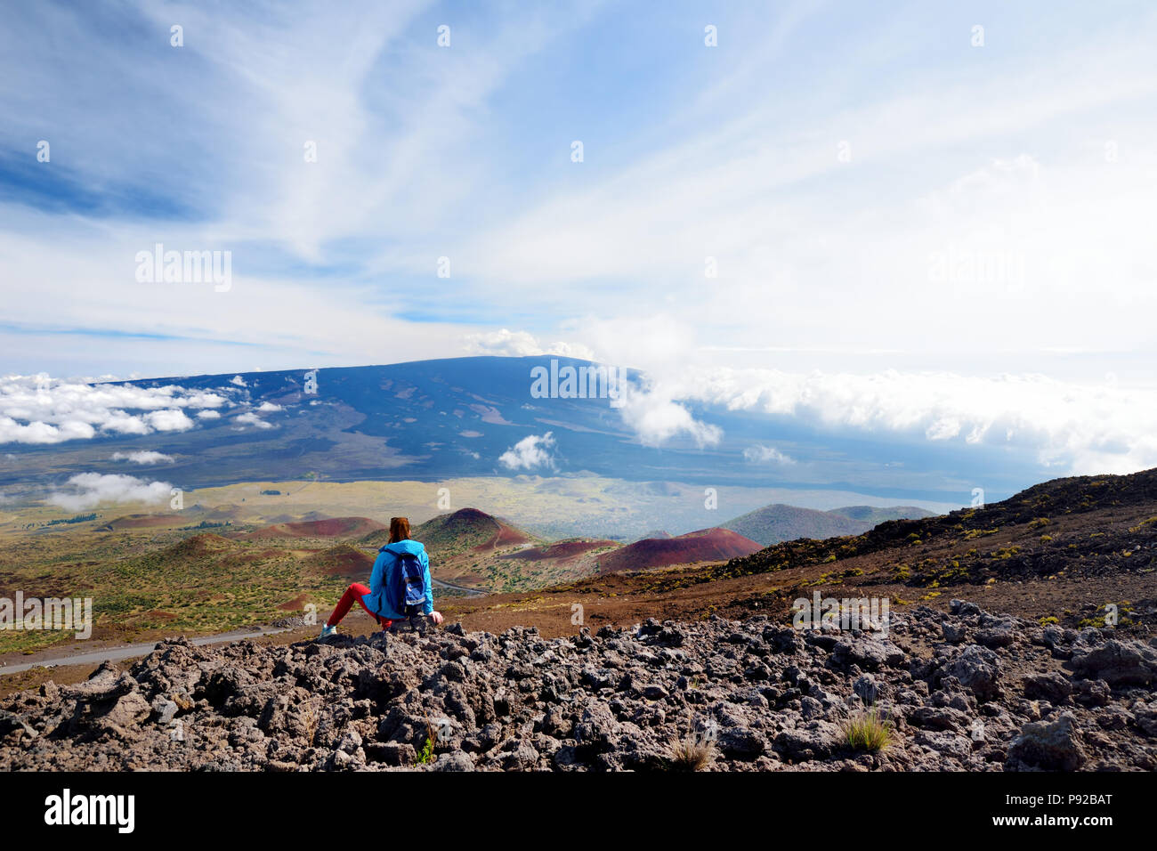 Tourist admiring breathtaking view of Mauna Loa volcano on the Big ...