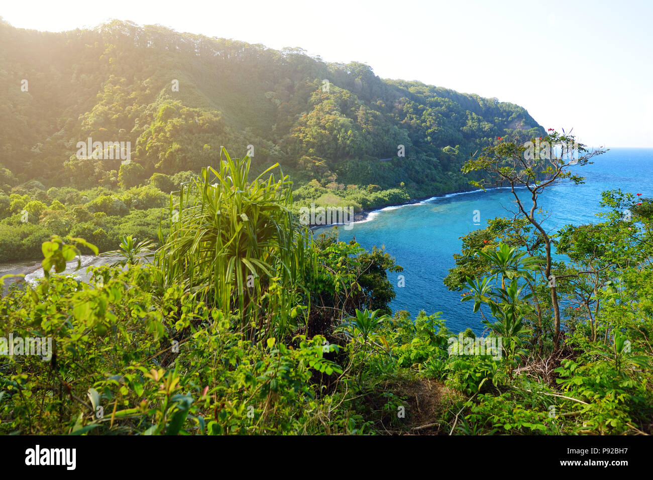 Beautiful views of Maui North coast seen from famous winding Road to ...