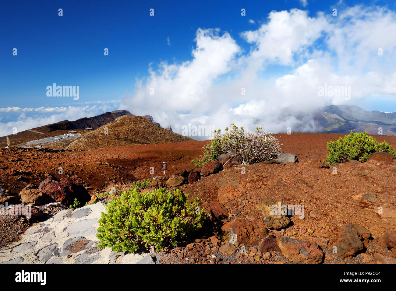 Stunning landscape view of Haleakala volcano area seen from the summit ...