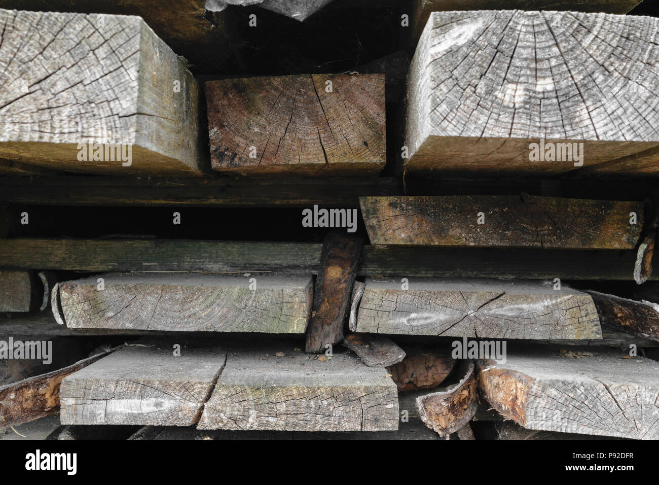 Stacks of old and grey wood boards background surface Stock Photo - Alamy