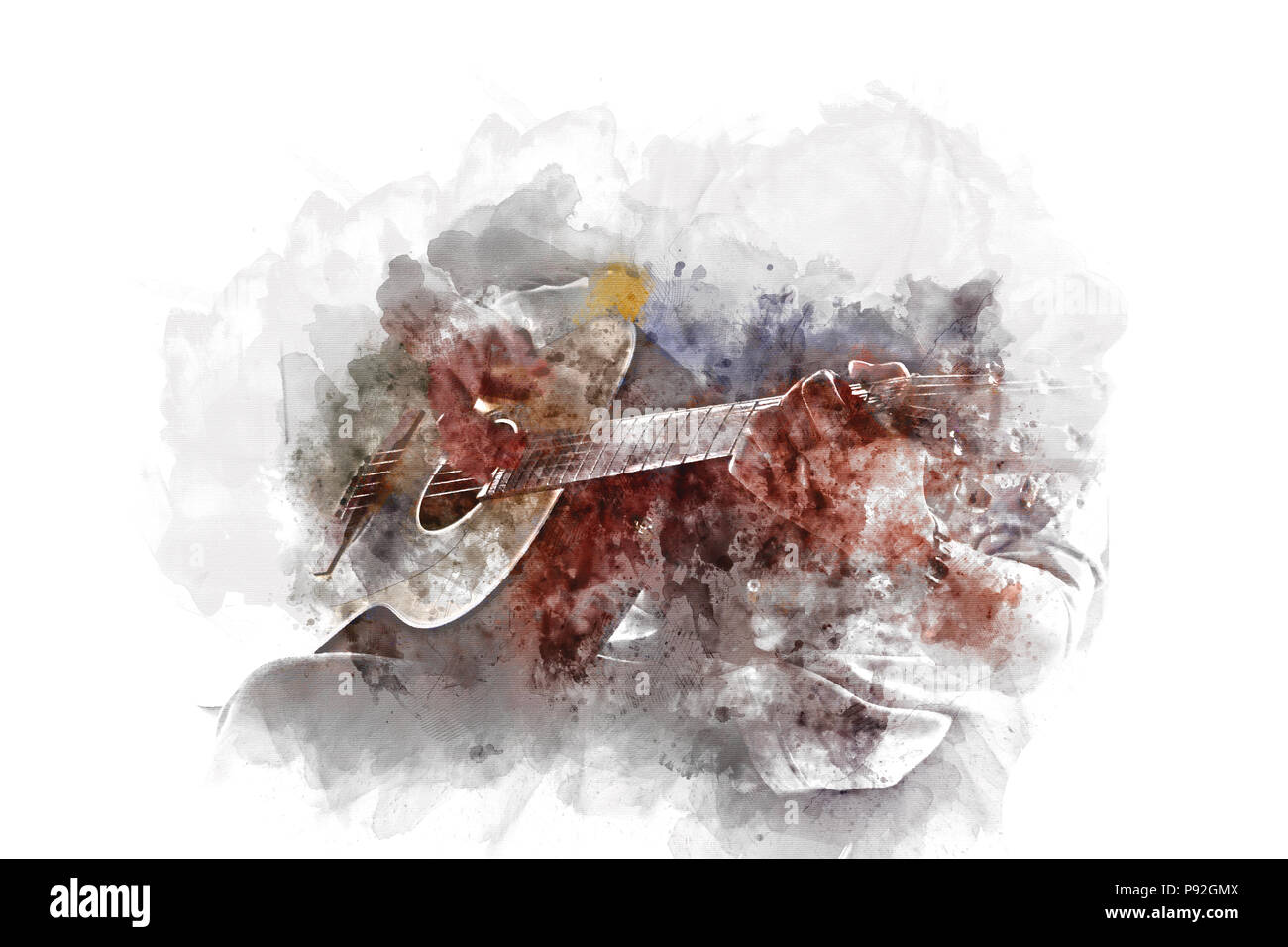 Guitar abstract painting Cut Out Stock Images & Pictures - Alamy