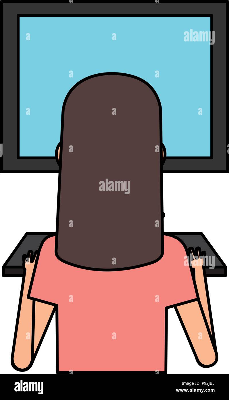 user with computer desktop Stock Vector Image & Art - Alamy