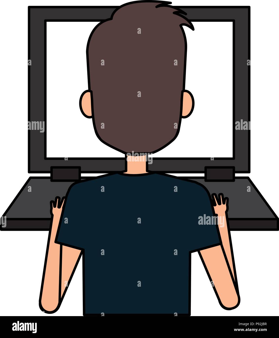 Man using laptop software Stock Vector Images - Alamy