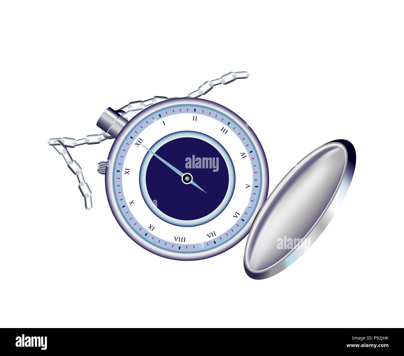 Beautiful pocket watch with rich colors on white background isolated ...