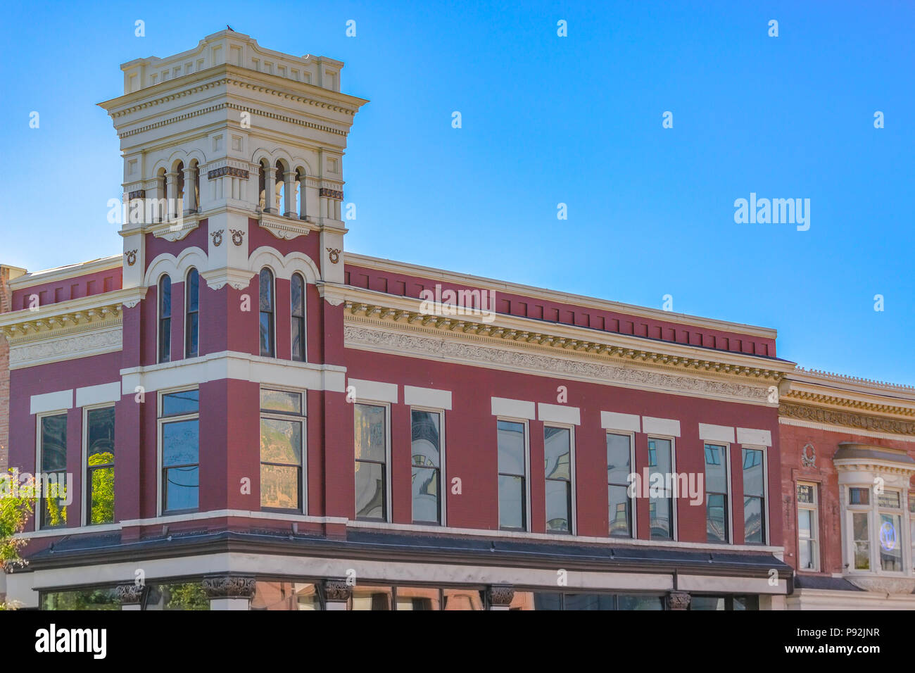Tower on corner of building in Provo Stock Photo - Alamy