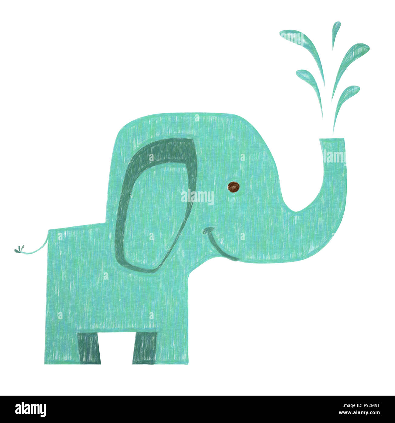 Elephant isolated. Hand drawing elephant for a child Stock Photo - Alamy