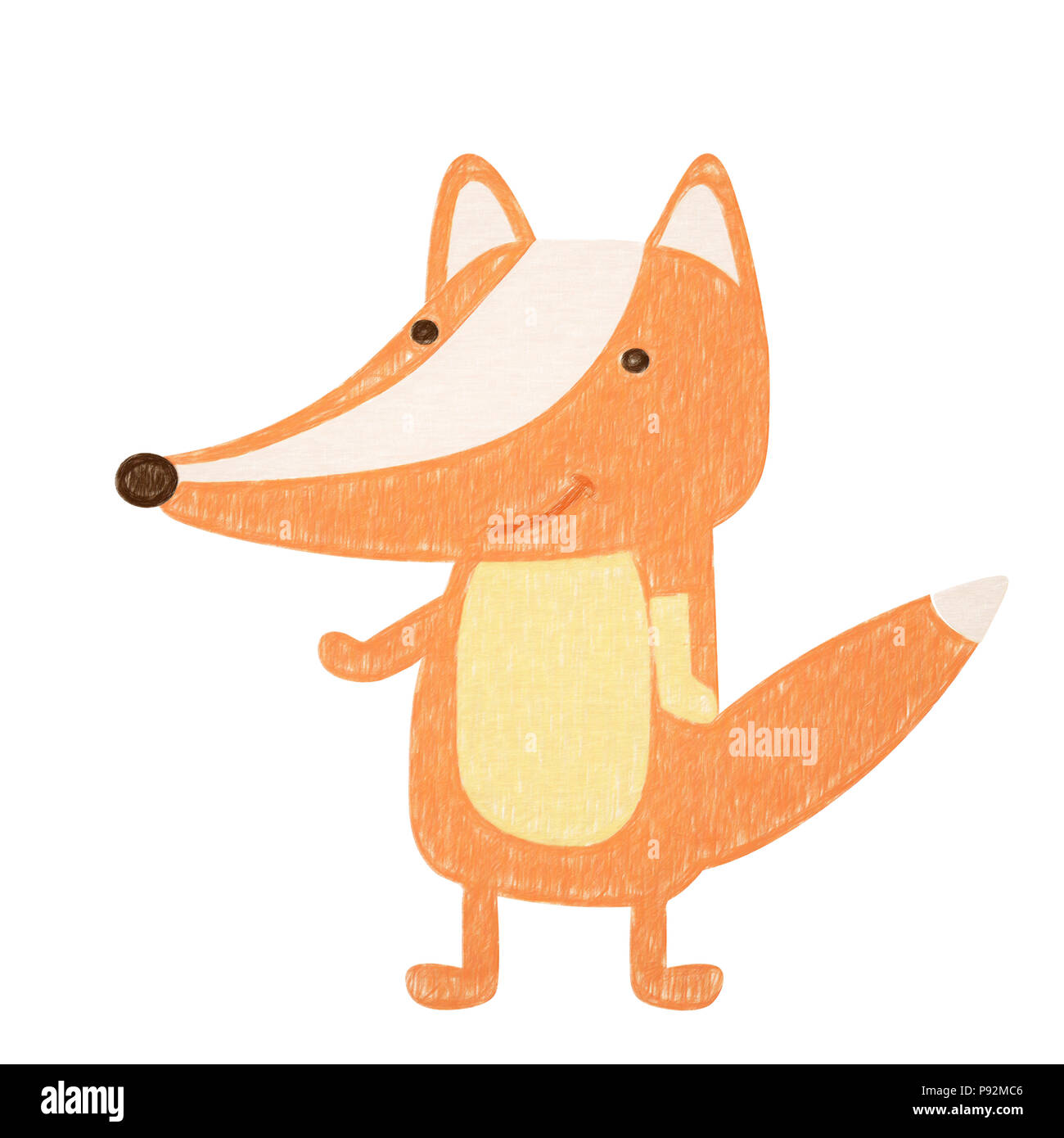 Fox isolated. Hand drawing fox for a child Stock Photo - Alamy