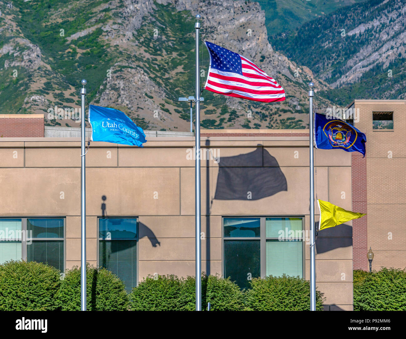 Utah county flag American Flag and Utah Flag Stock Photo - Alamy
