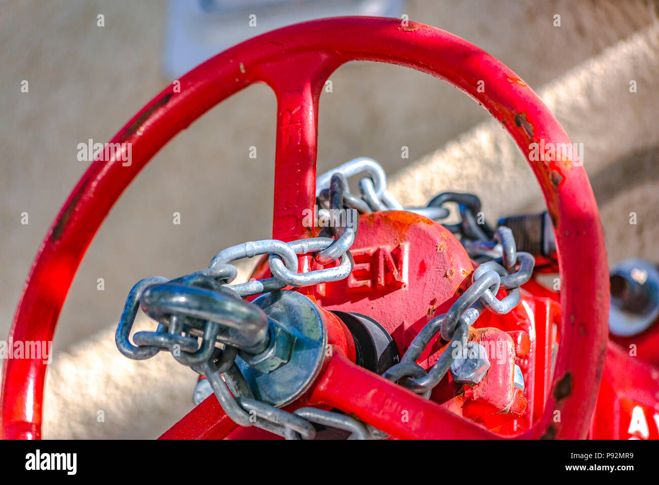 Wheel to regulate water for fire Stock Photo - Alamy