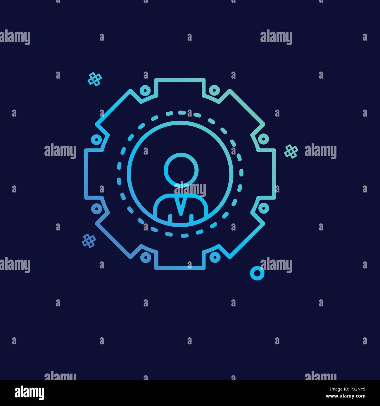 Cyber security neon icon with blue background. For web design and ...