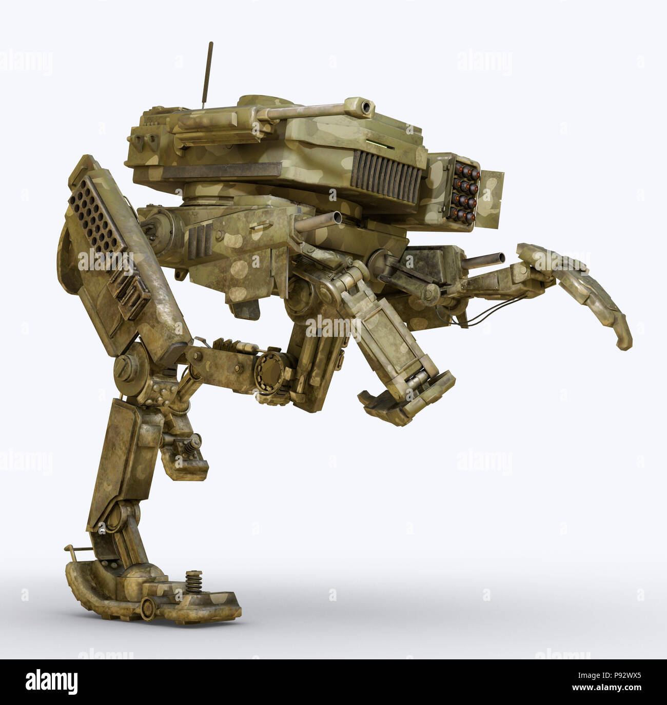 3d illustration Military robot isolated on white background Stock Photo ...