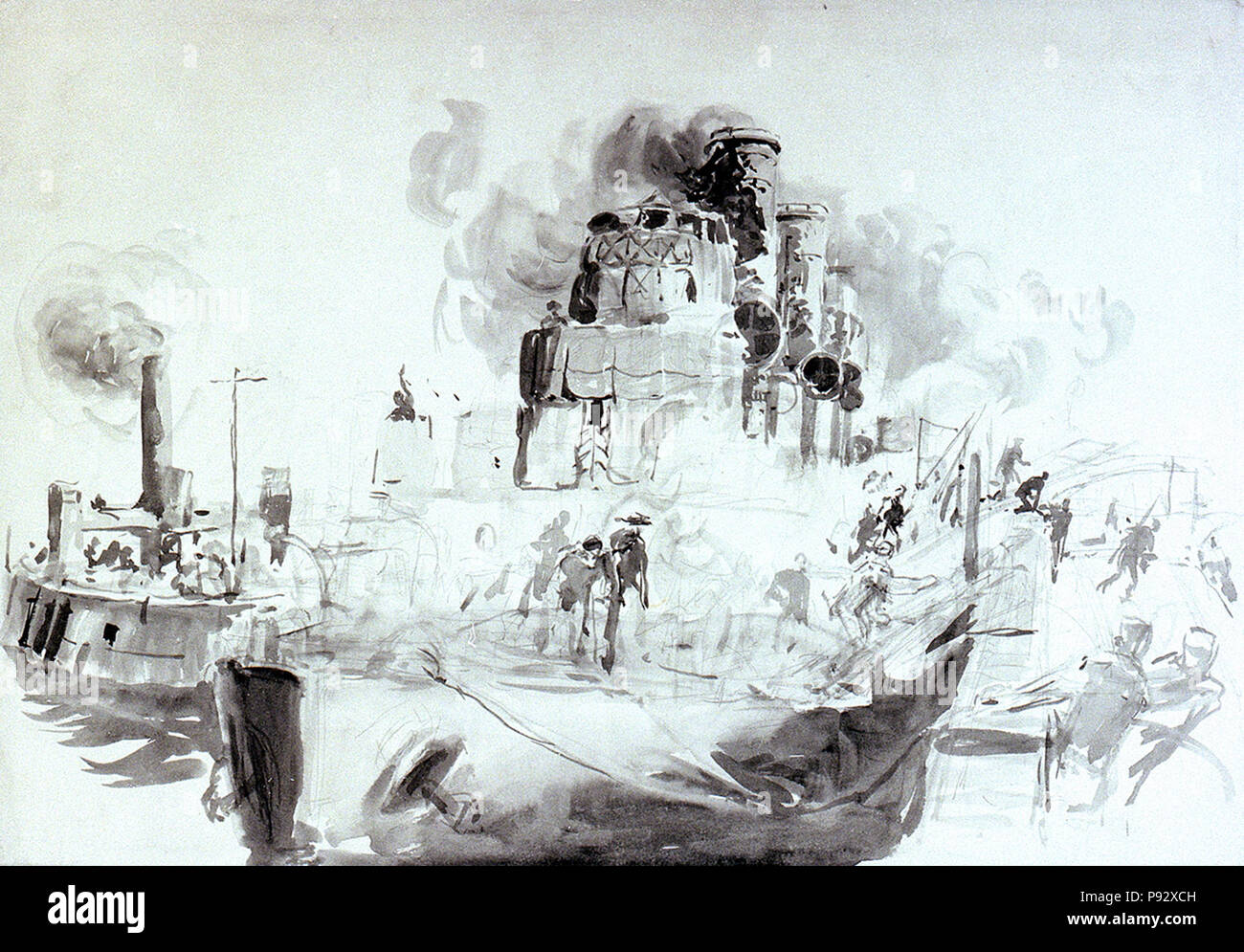 . 483 Rough sketch of the 'Vindictive' in the Zeebrugge Raid, 23 April ...