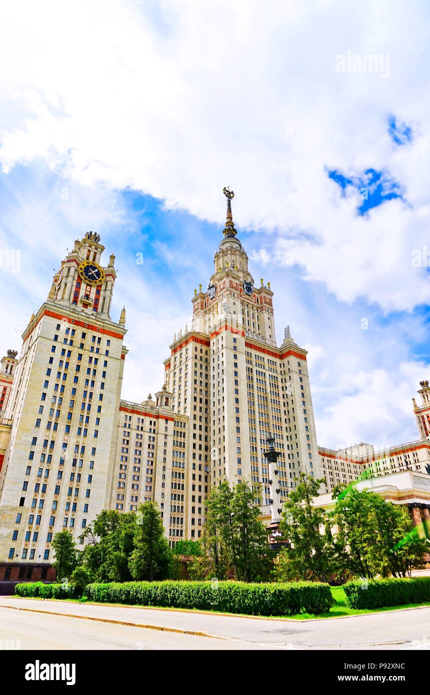 View of Moscow State University in summer in Moscow Stock Photo - Alamy