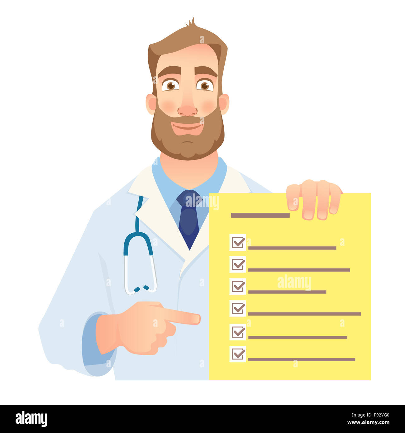 Doctor holding checklist. Medical report isolated. illustration Stock ...