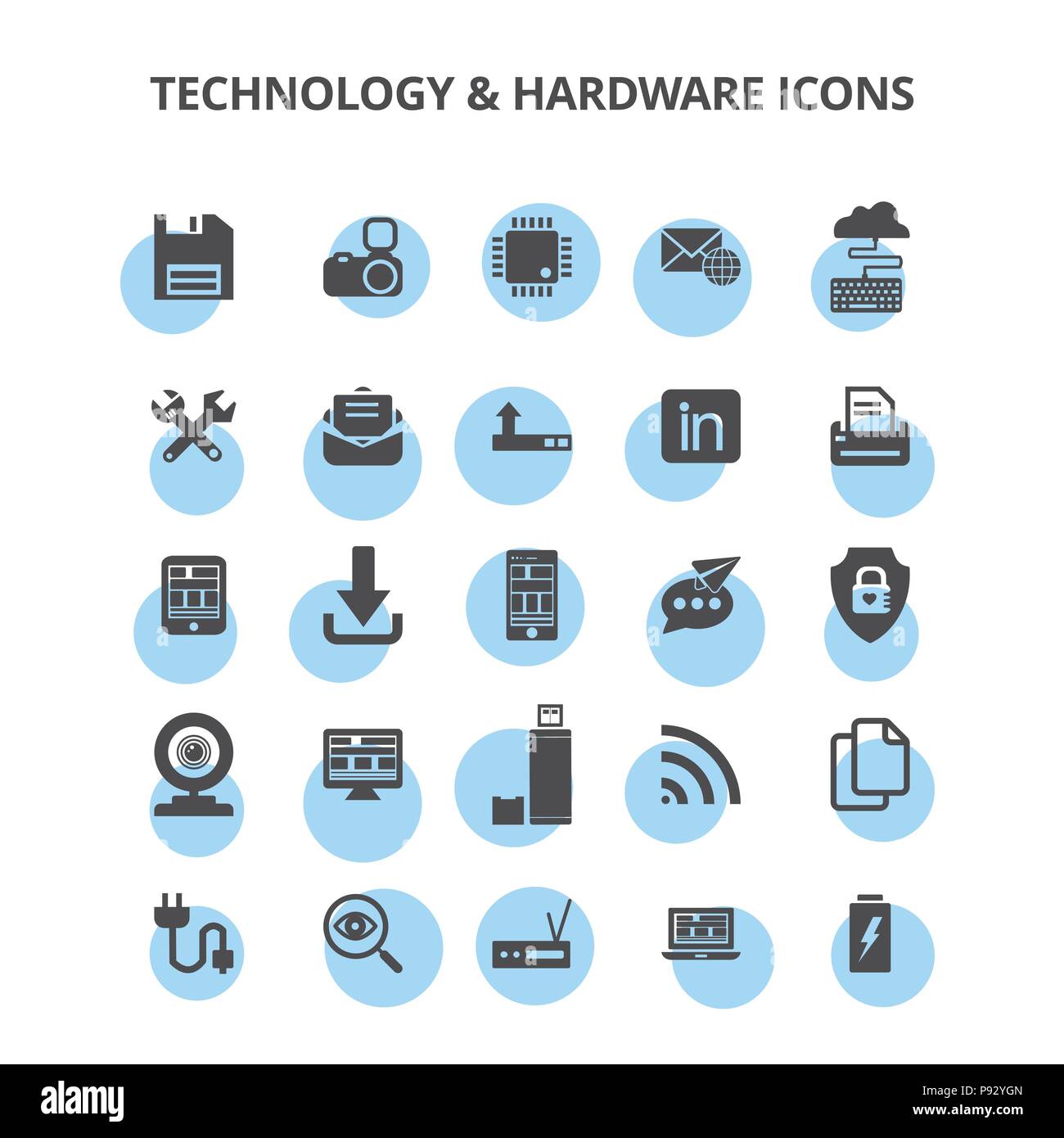Technology and Hardware Icons. For web design and application interface ...