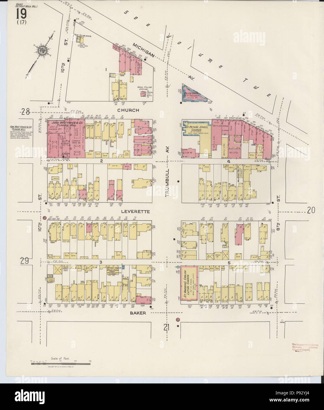 495 Sanborn Fire Insurance Map from Detroit, Wayne County, Michigan ...