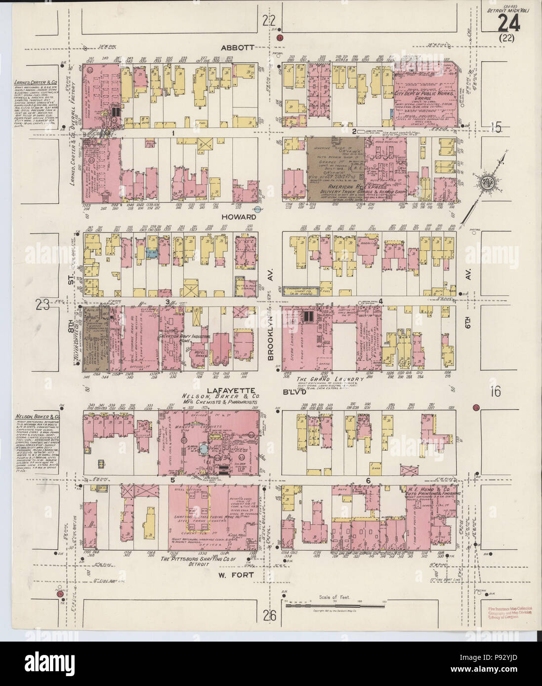 495 Sanborn Fire Insurance Map from Detroit, Wayne County, Michigan ...