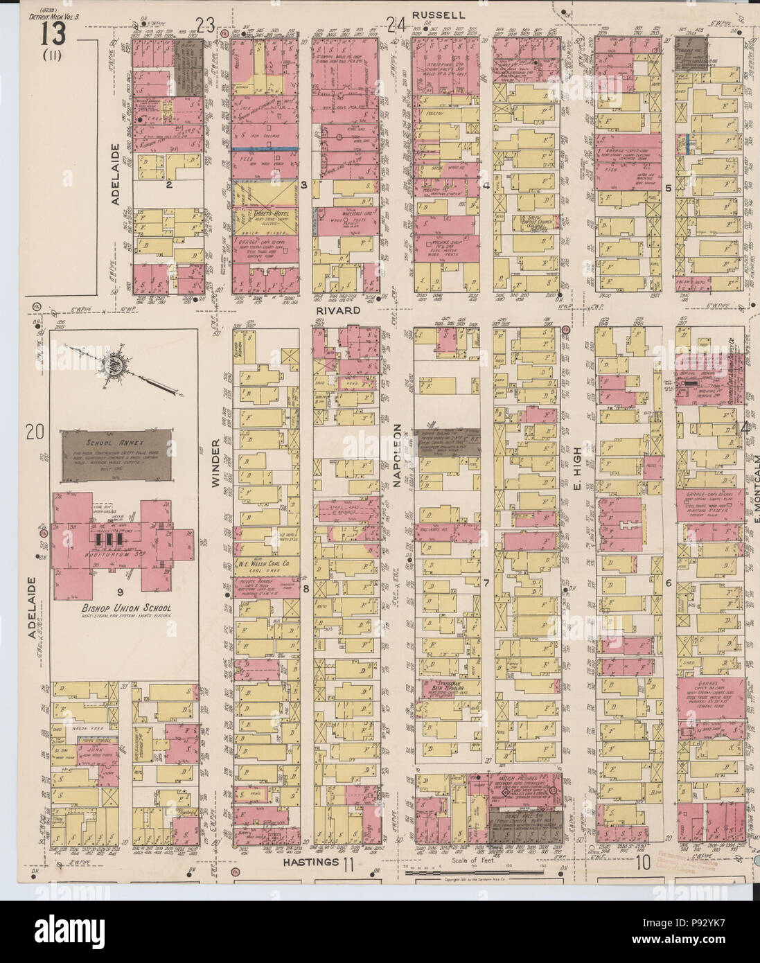 495 Sanborn Fire Insurance Map from Detroit, Wayne County, Michigan ...
