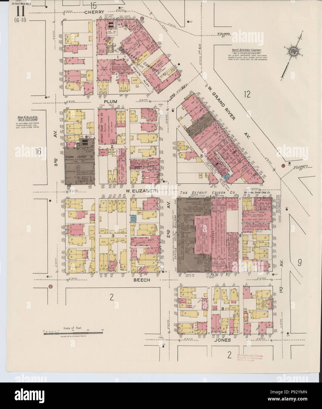 . 496 Sanborn Fire Insurance Map from Detroit, Wayne County, Michigan ...