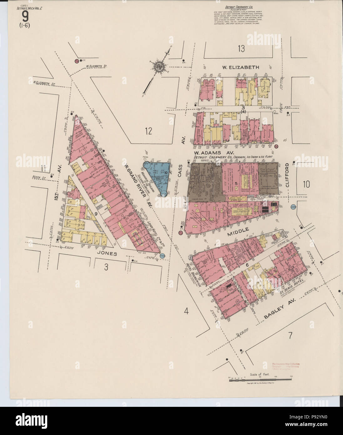 496 Sanborn Fire Insurance Map from Detroit, Wayne County, Michigan ...