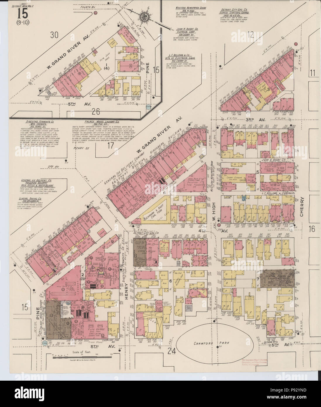 496 Sanborn Fire Insurance Map from Detroit, Wayne County, Michigan ...