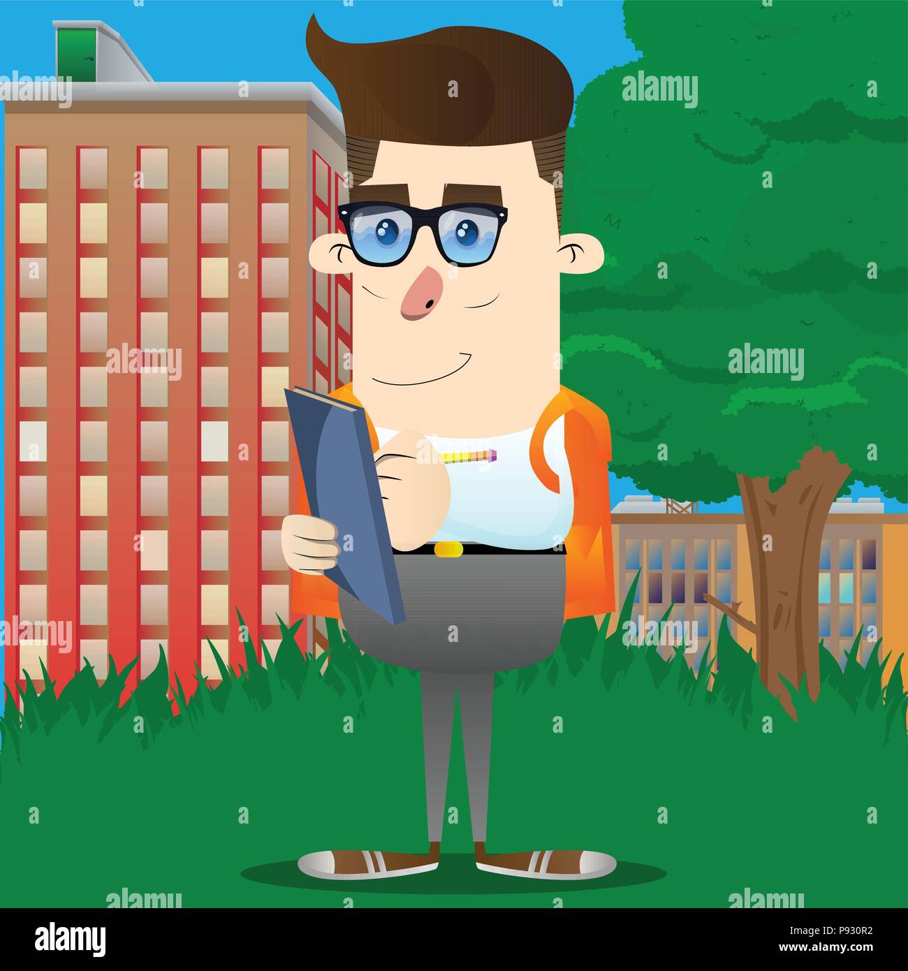 A Cartoon Person Writing A Book