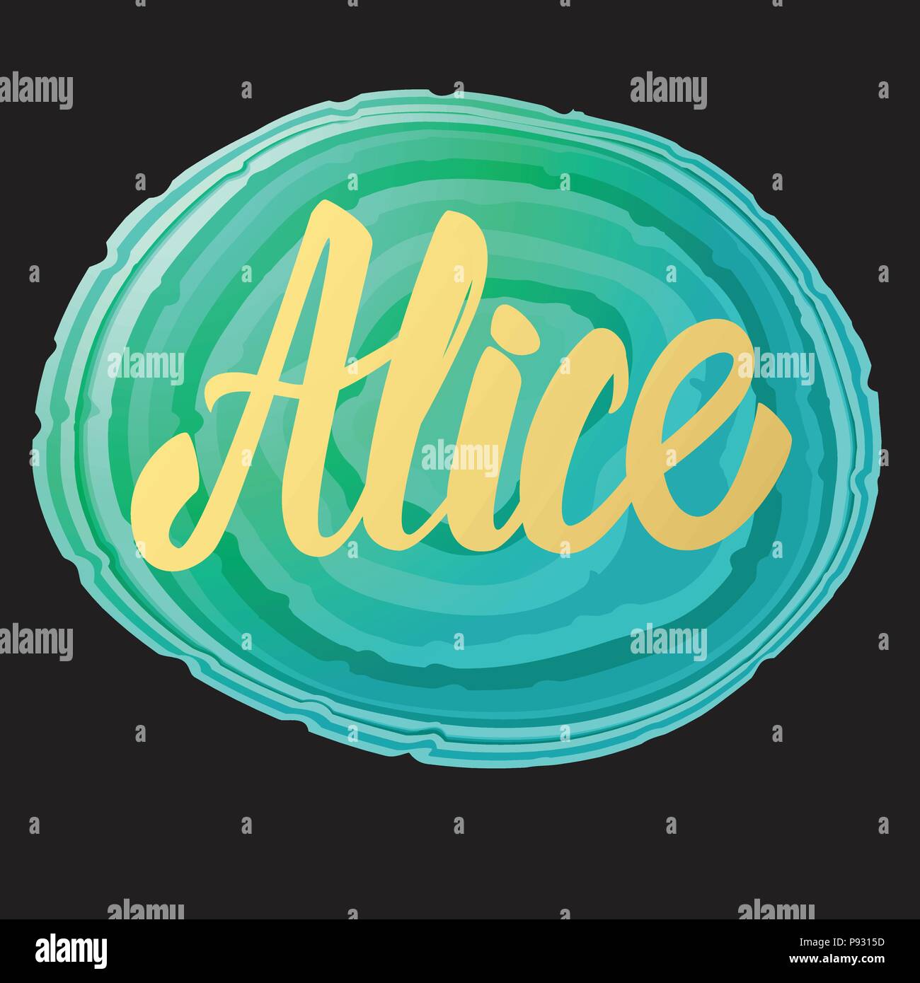 Alice card. Golden lettering calligraphy inscription name. Vector ...