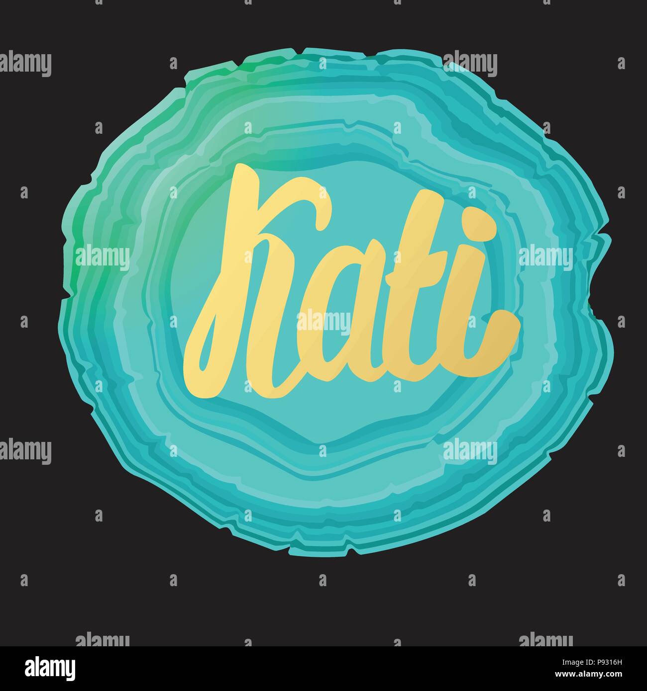 Kati card. Golden lettering calligraphy inscription name. Vector ...