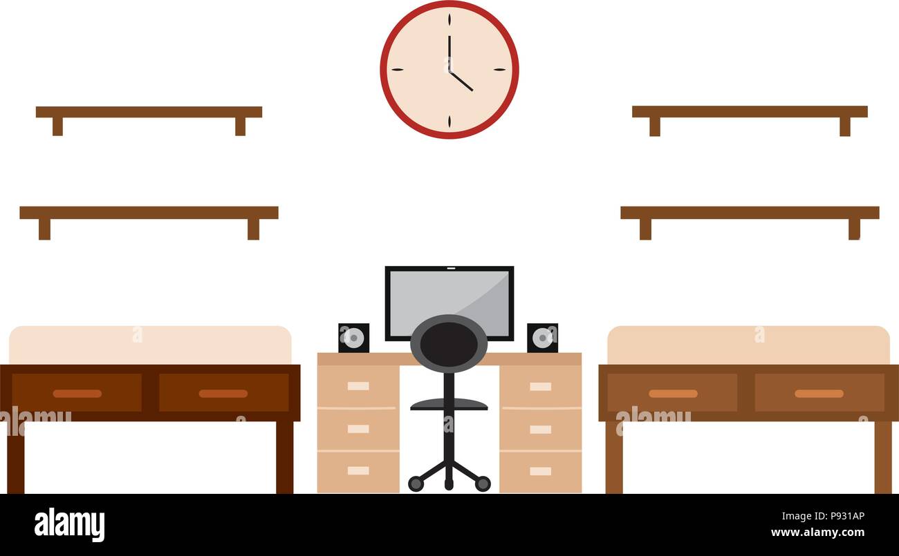 College student studying dorm room Stock Vector Images - Alamy