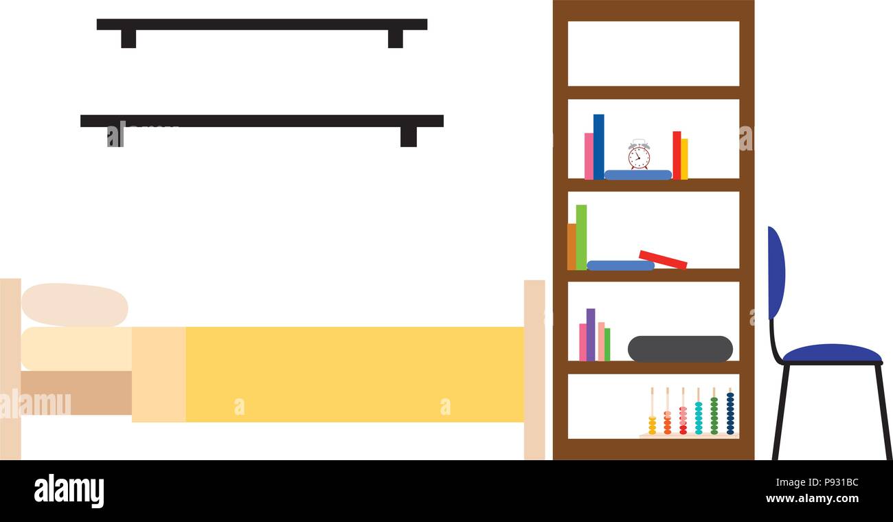 Young student room desk bed Stock Vector Images - Alamy