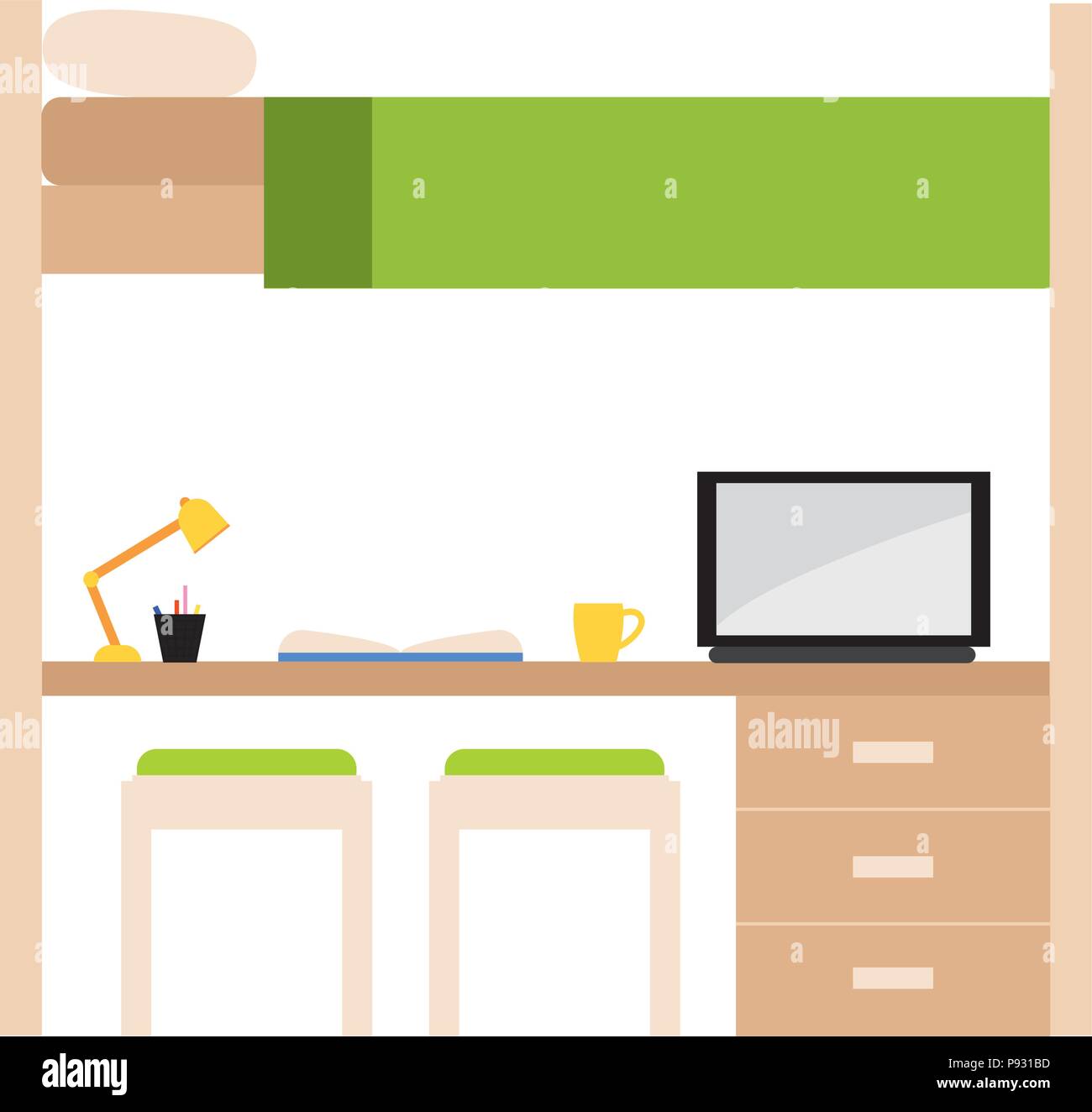 Student dorm room desk Stock Vector Images - Alamy
