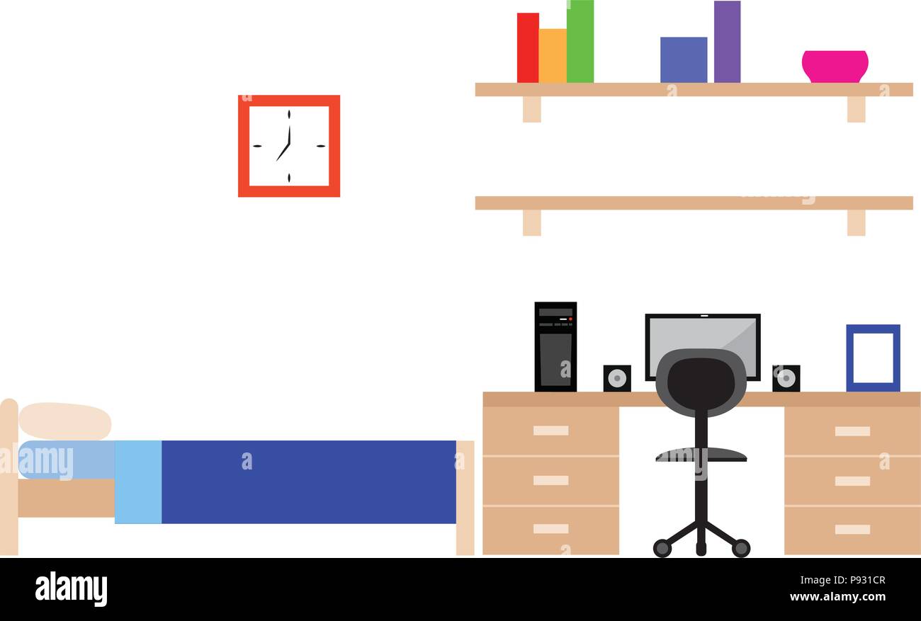 Dorm room student studying Stock Vector Images - Alamy