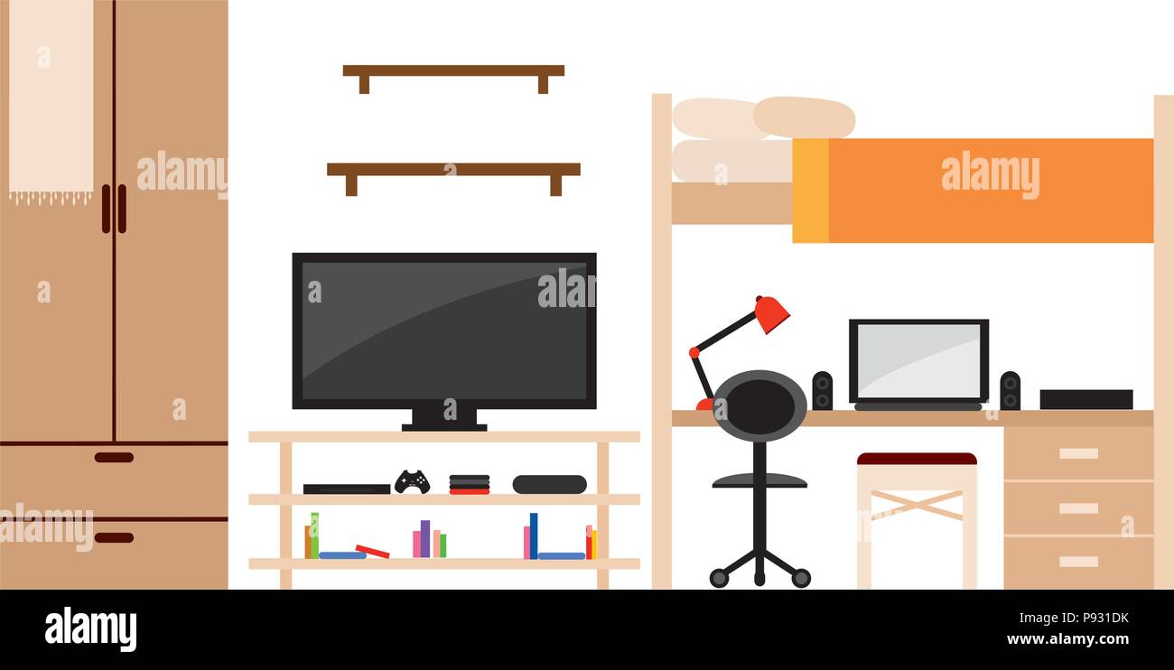 Student dorm room Stock Vector Image & Art - Alamy