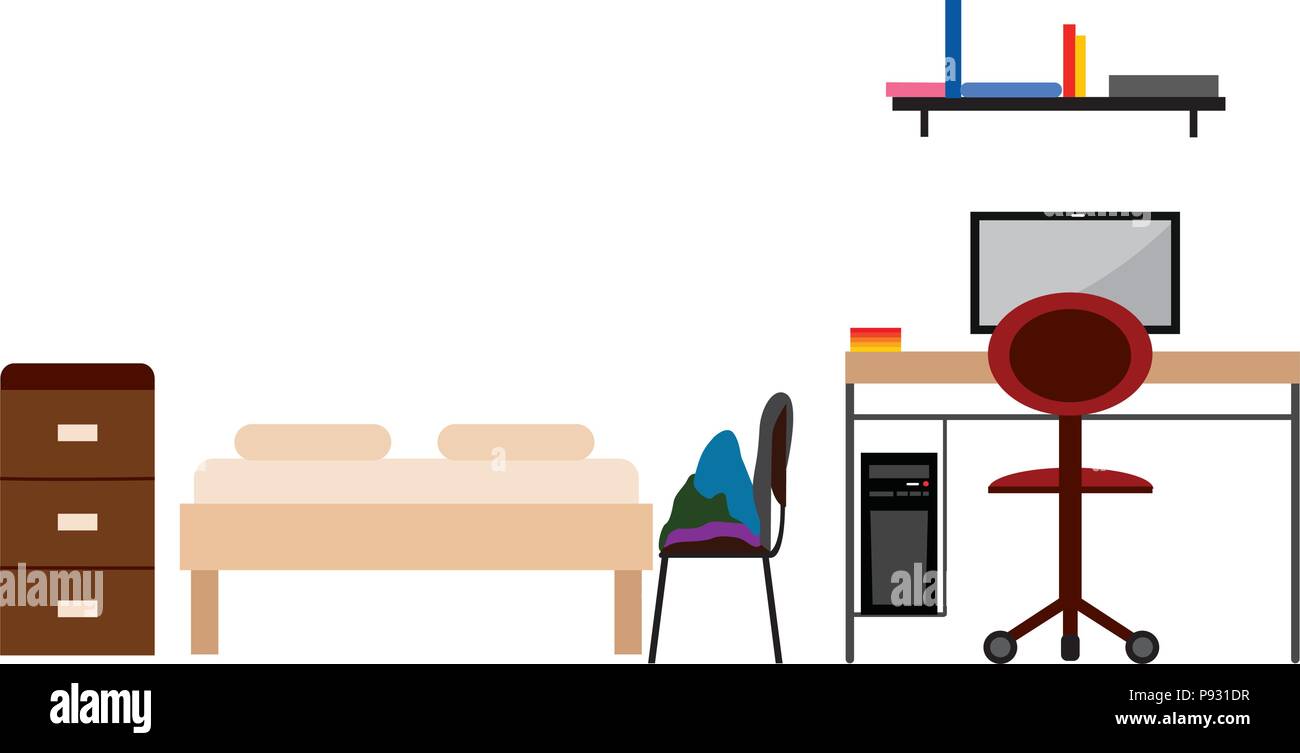 Student bed desk Stock Vector Images - Alamy