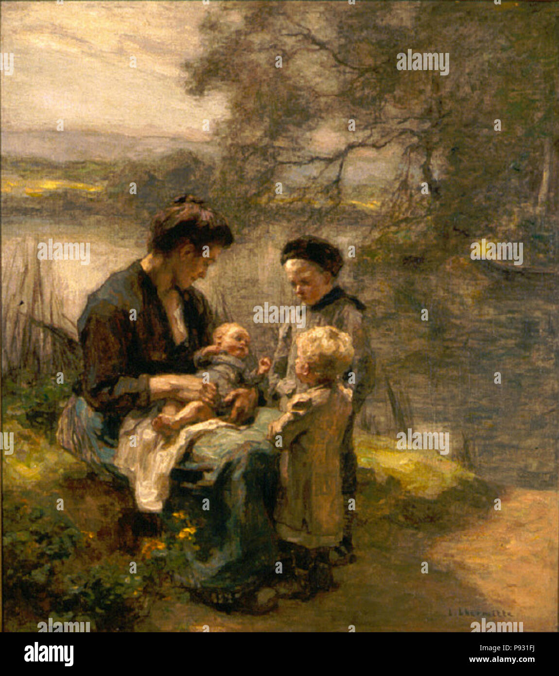 406 Léon Augustin Lhermitte - Woman with Child and Two Children Stock ...