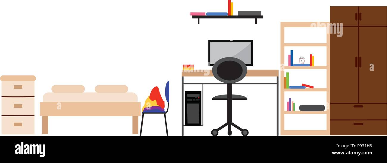 College student dorm Stock Vector Images - Alamy