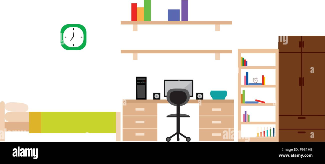 Student bed desk Stock Vector Images - Alamy